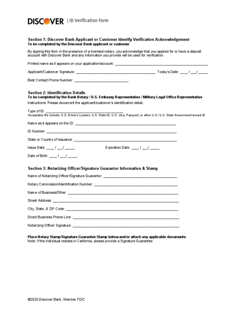 Notary Id Verification Form | PDF