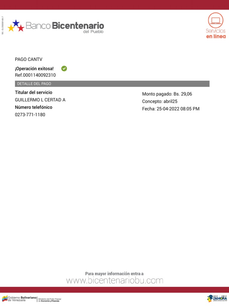 Pago Cantv | PDF | Finanzas y dinero