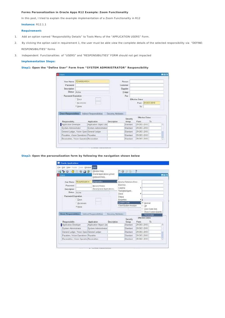 Forms Personalization in Oracle Apps R12 Example - Zoom Functionality | PDF | Variable (Computer ...