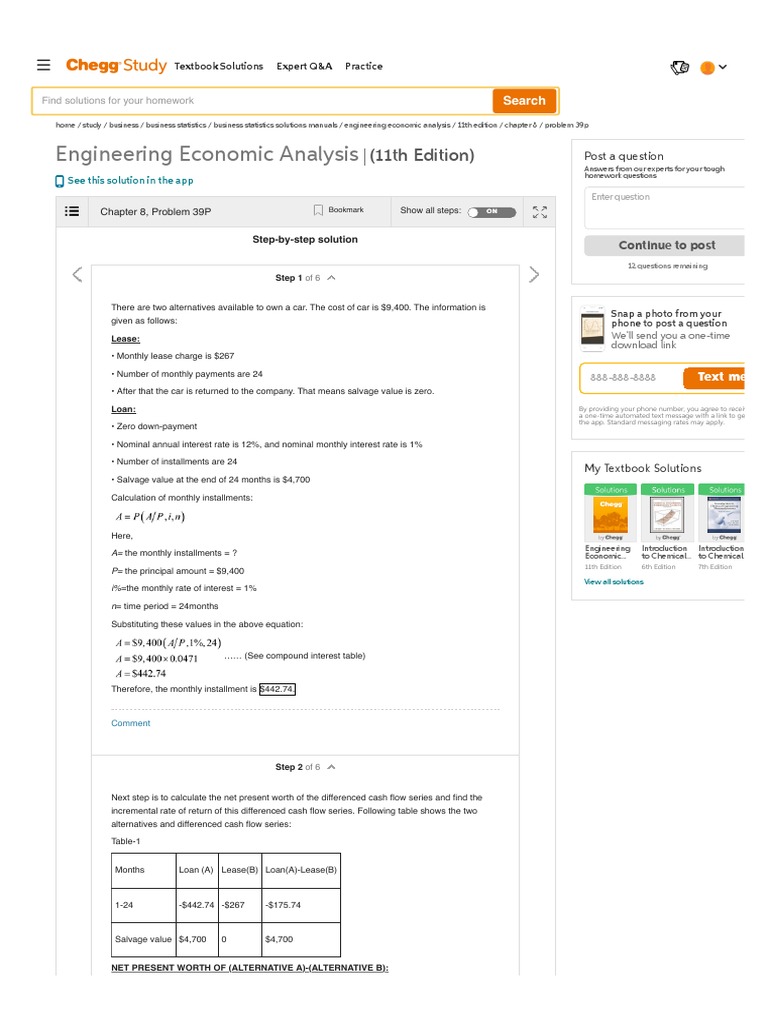 Solved Chapter 8 Problem 39P Solution Engineer | PDF | Interest | Textbook