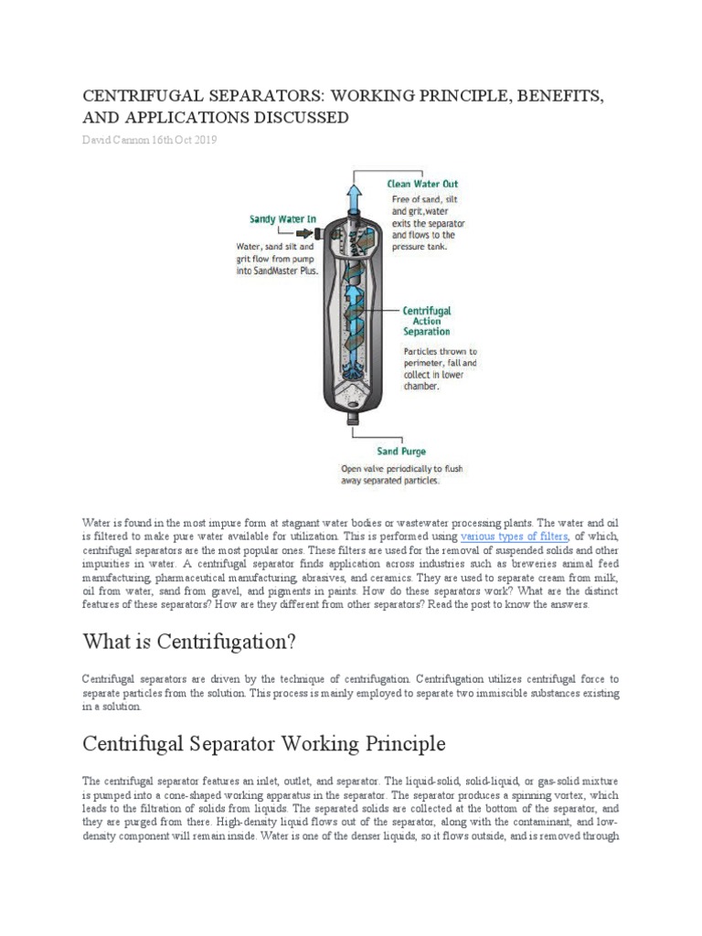 Centrifugal Separator Working Principle, Benefits and Application | PDF ...