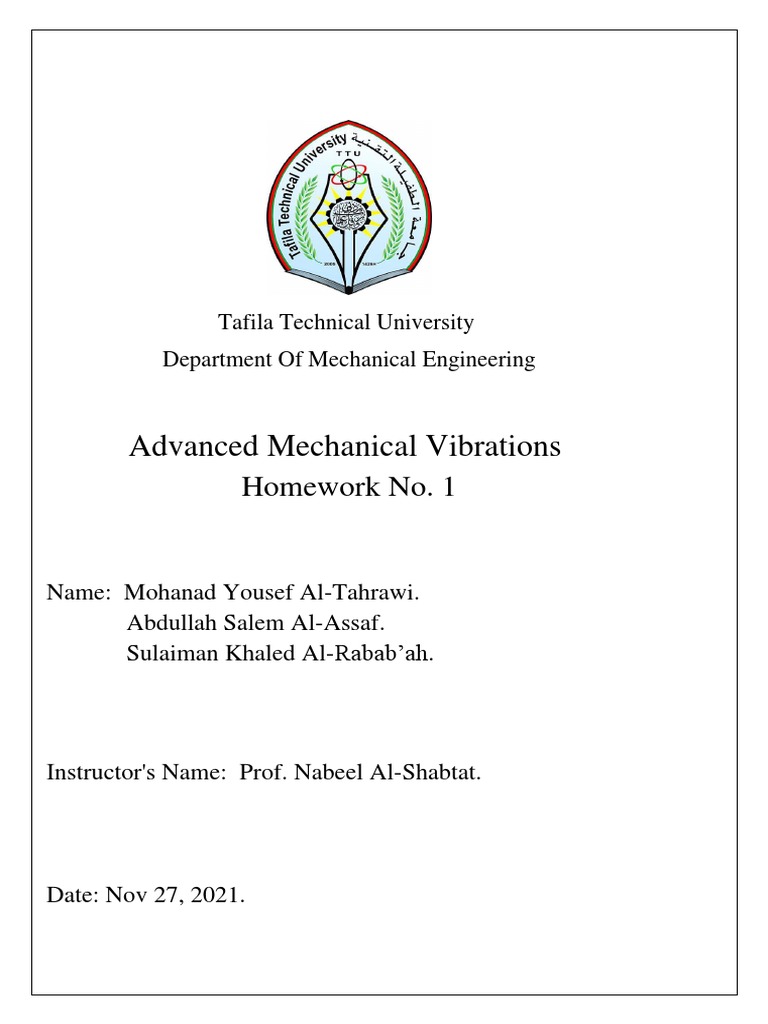Advanced Mechanical Vibrations: Homework No. 1 | PDF | Beam (Structure ...