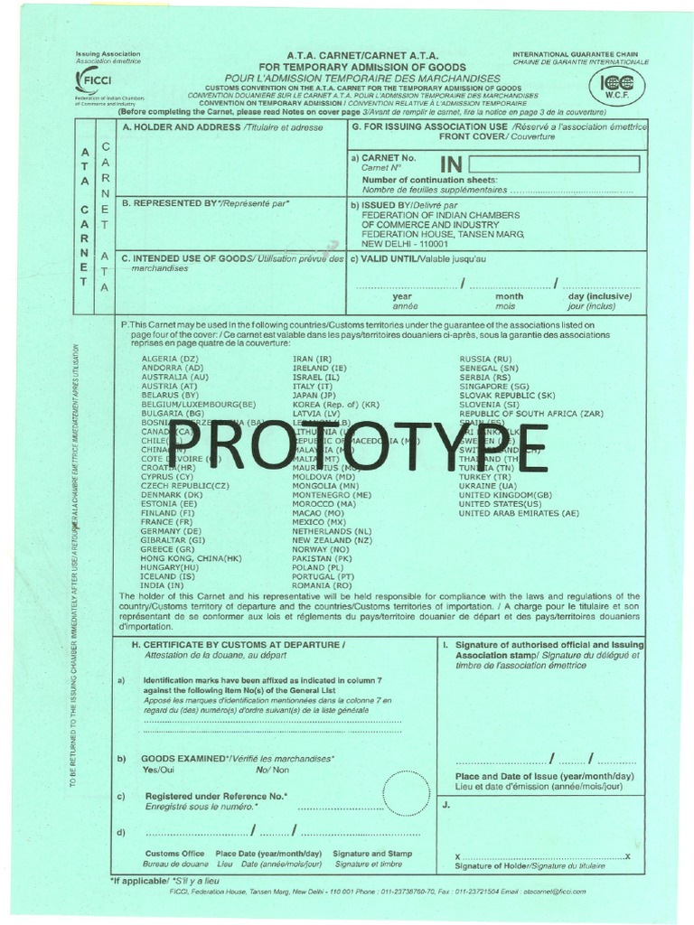 ATA Carnet - Prototype | PDF