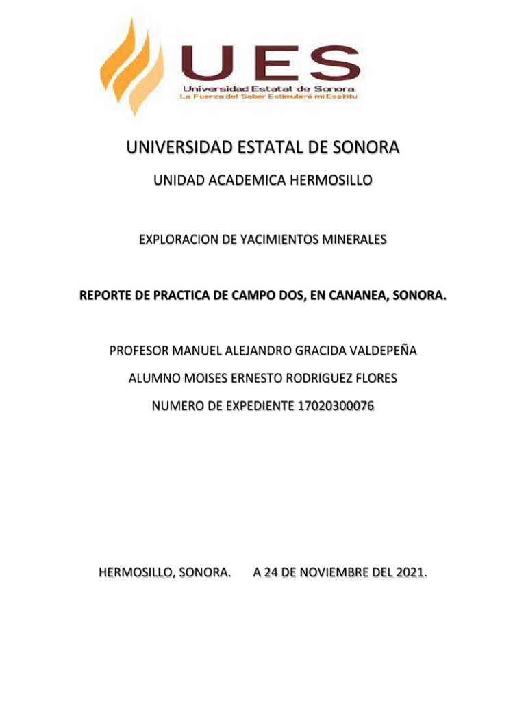 Reporte de Campo Practica 2 Cananea | PDF | Roca (geología) | Sonora