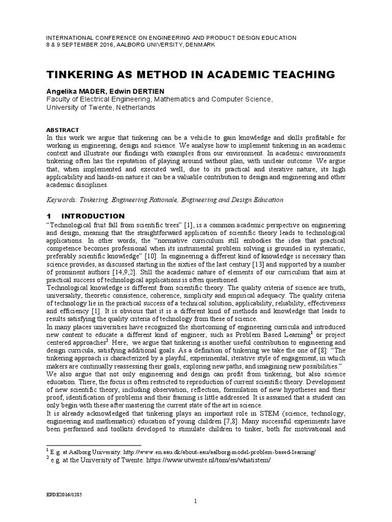 Made2016 Tinkering As Method in Academic Teaching | PDF | Science | Design