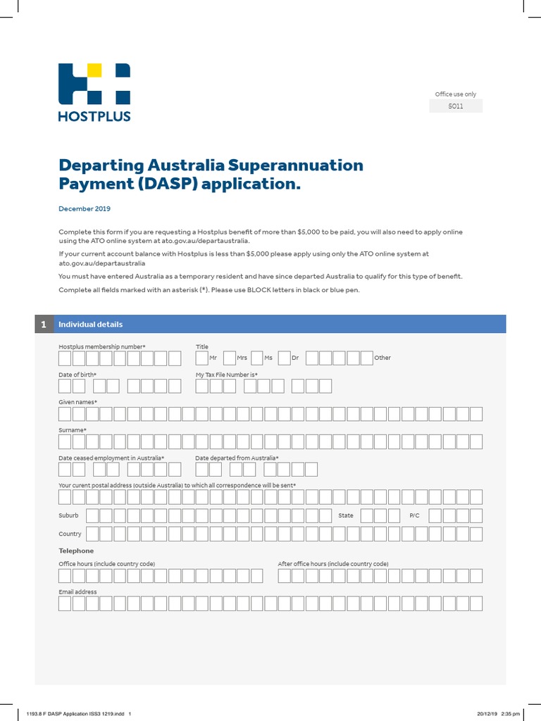 DASP Hostplus Form | PDF | Identity Document | Notary Public
