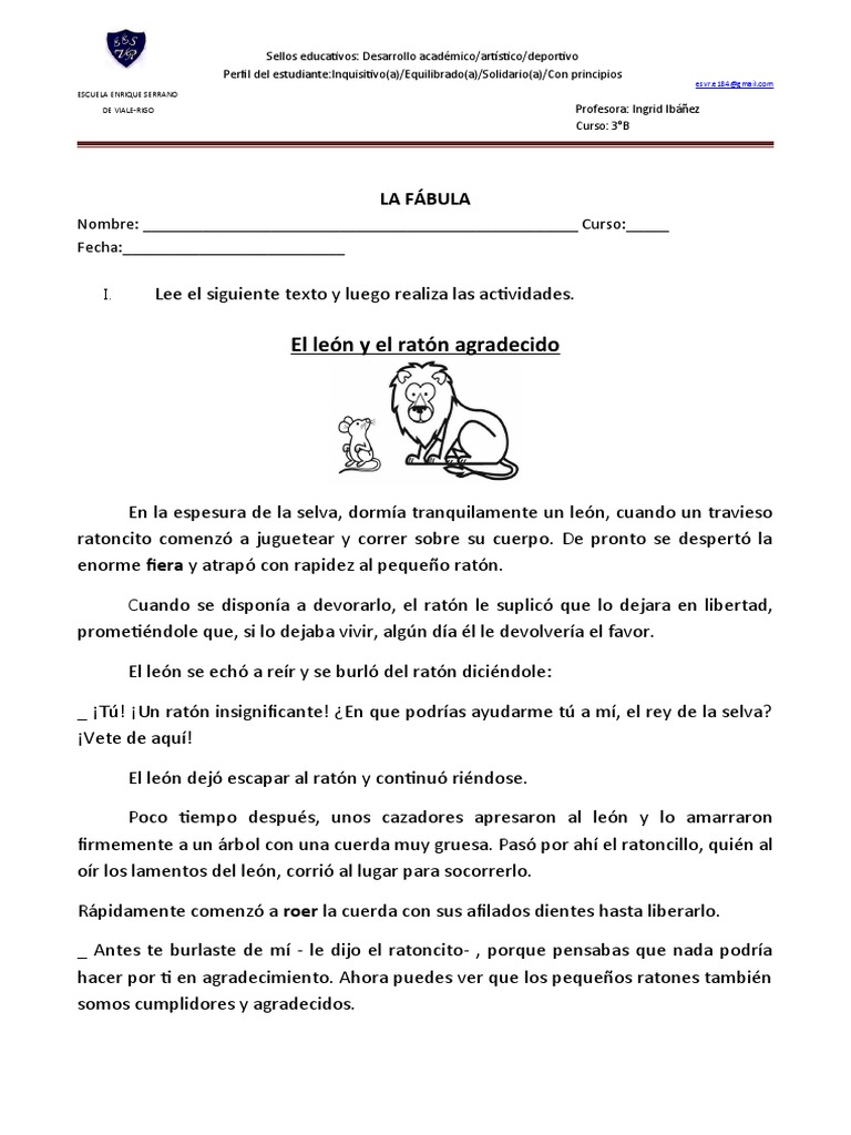 Guia 2 Fabula El Leon y El Raton 81983 20180503 20160809 165257 | PDF