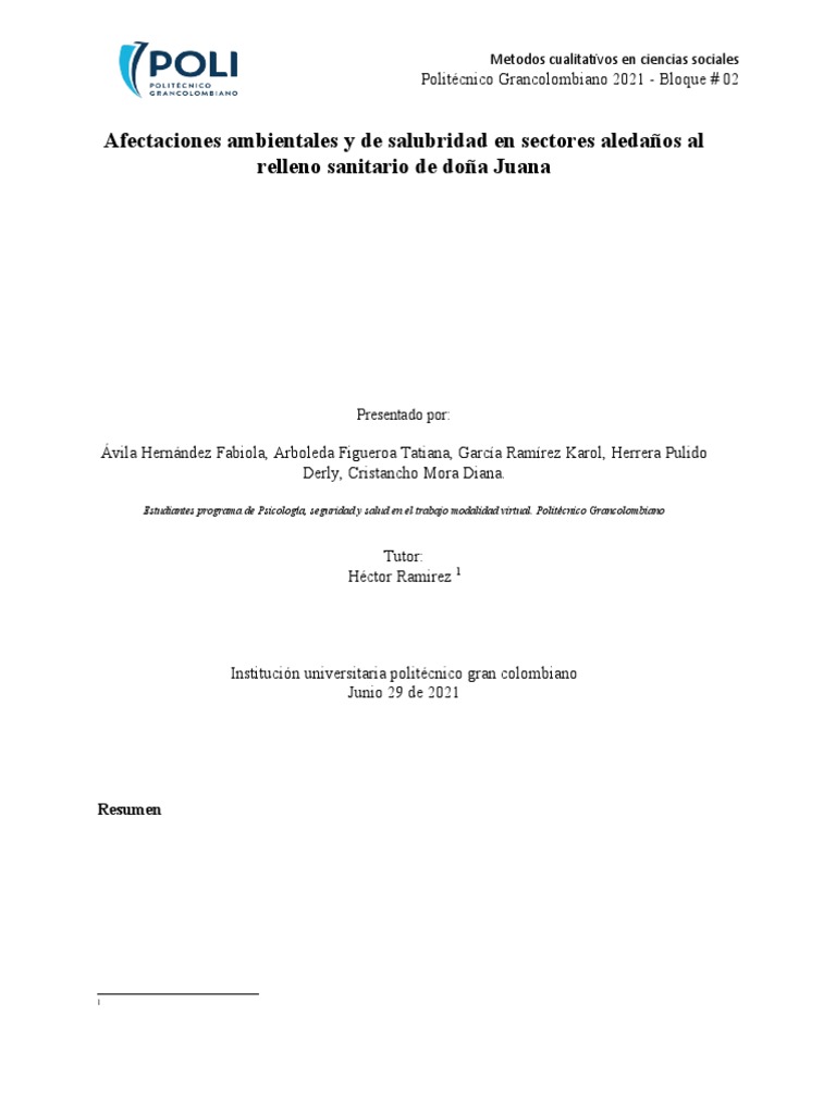 Entrega Final Metodos Cualitativos | PDF | Residuos | Vertedero