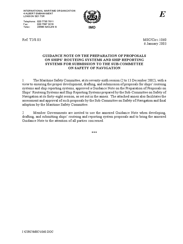 Ship Routeing & Reporting Proposal Guide | PDF | Hydrography