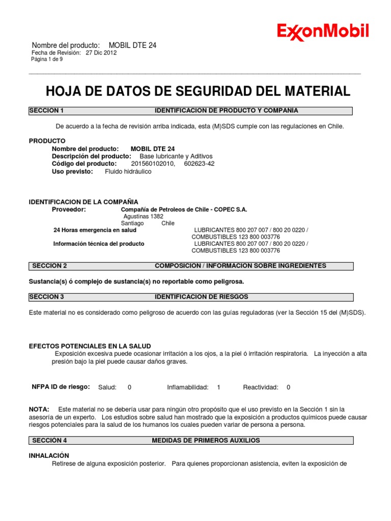 5.mobil DTE 24 | PDF | Agua | Descarga electrostática
