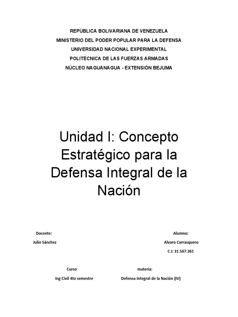 Concepto Estratégico para La Defensa Integral de La Nación | PDF ...