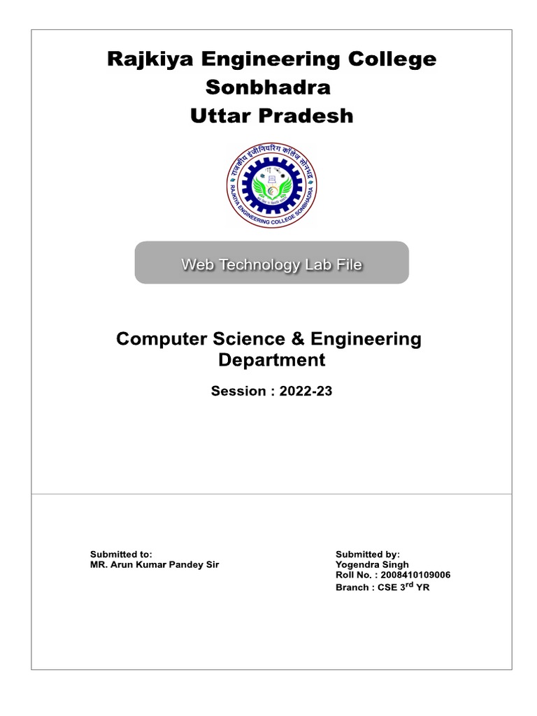 Web Technology Lab File | PDF