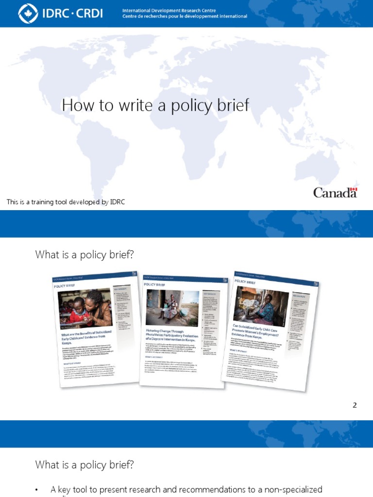 How To Write A Policy Brief: This Is A Training Tool Developed by IDRC ...