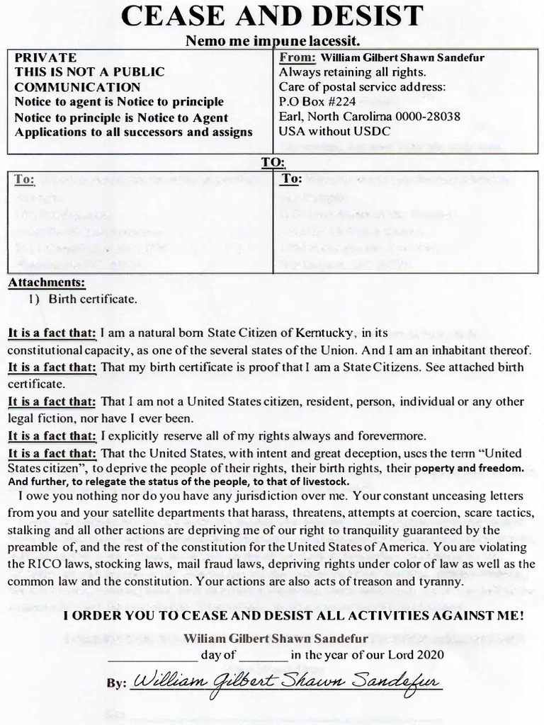 Cease & Desist Order | PDF