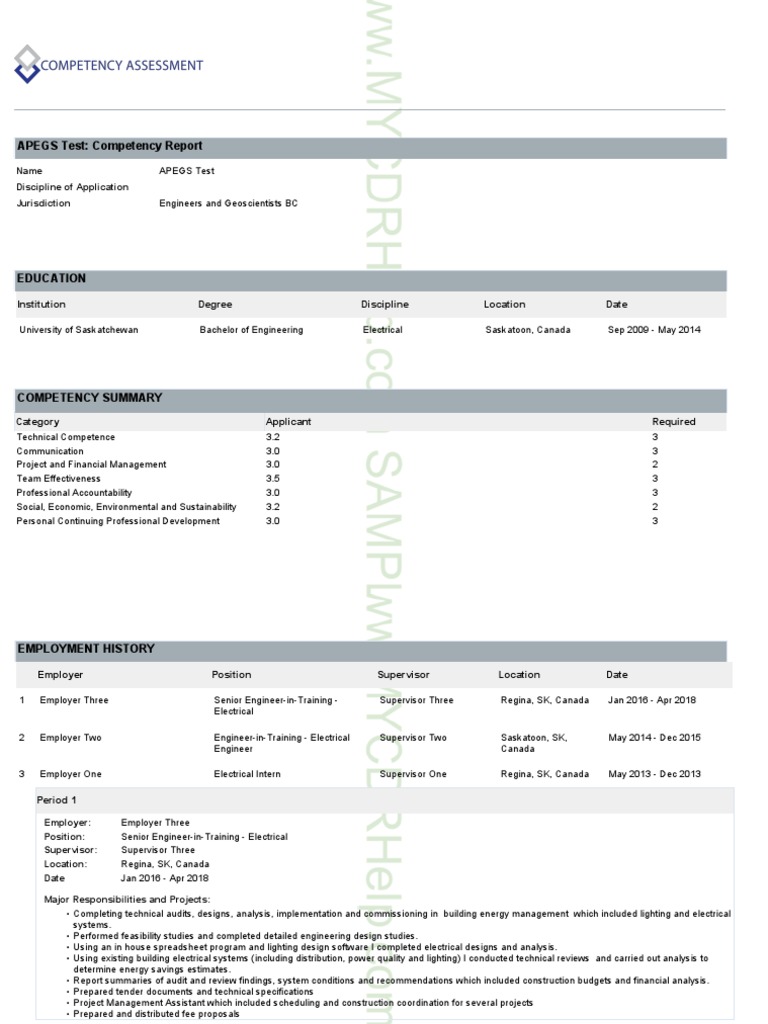 Competency Report Sample APEGS Report Pages 1 12 | PDF | Electrical Substation | Capacitor