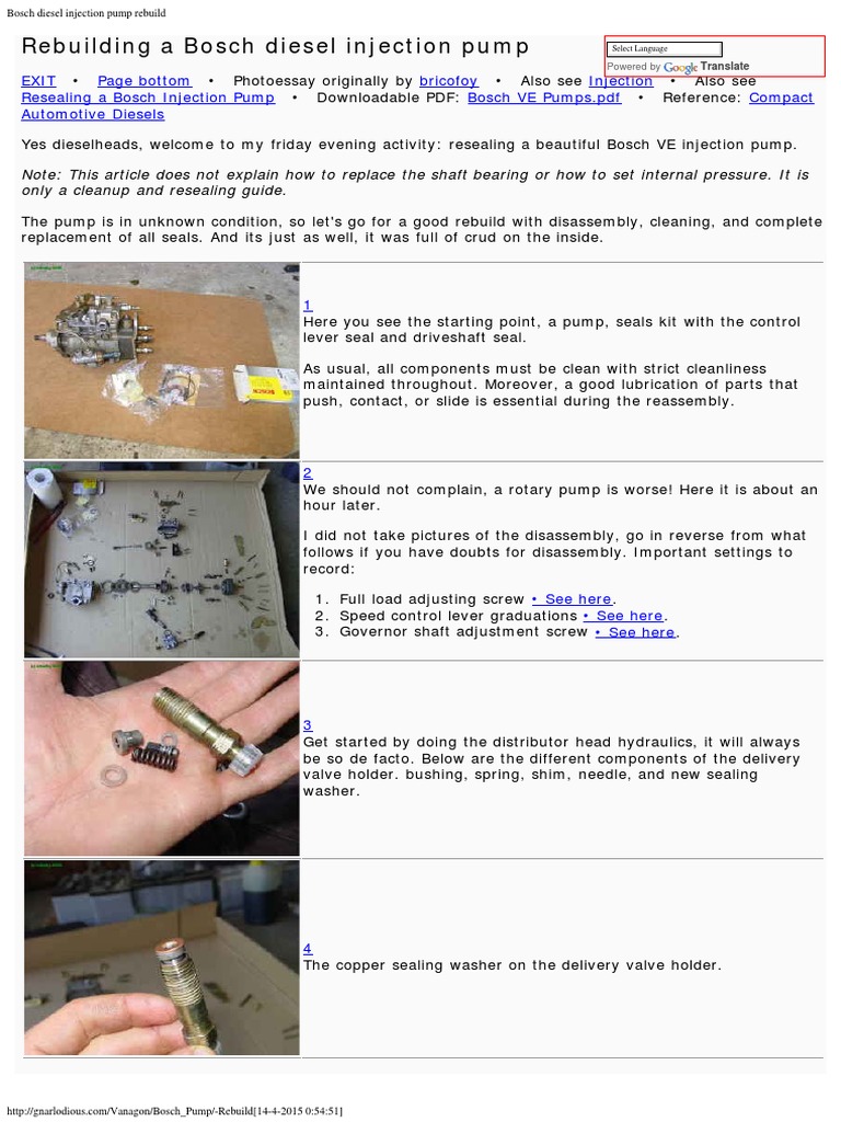 Bosch Injection Pump Rebuild | PDF | Diesel Engine | Pump