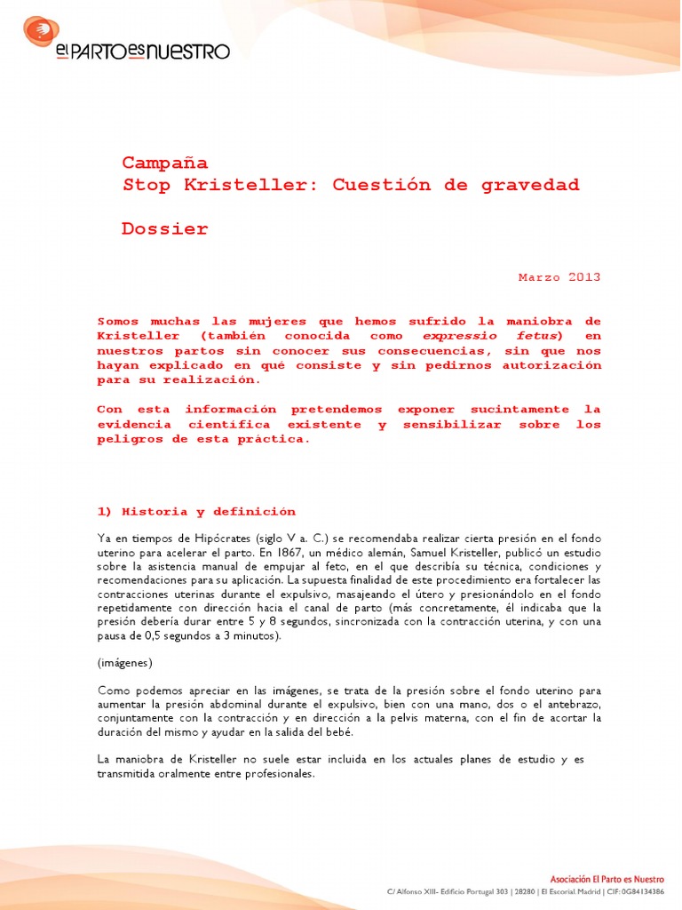 Stop Kristeller Dossier 2013 | PDF | Parto | Ciencias de la Salud