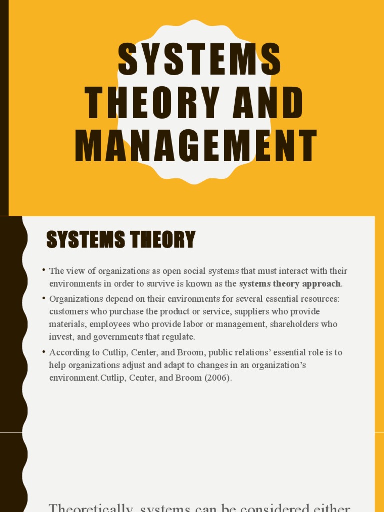 Systems Theory and Management | Download Free PDF | System | Systems Theory