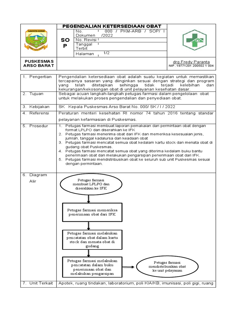 SOP Pengendalian Obat Puskesmas | PDF