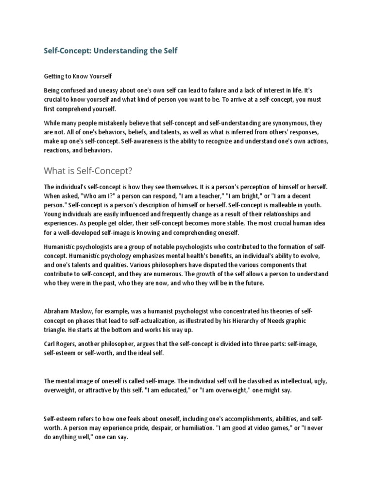 Defining Self-Image and Self-Concept | PDF | Self Concept | Self Esteem