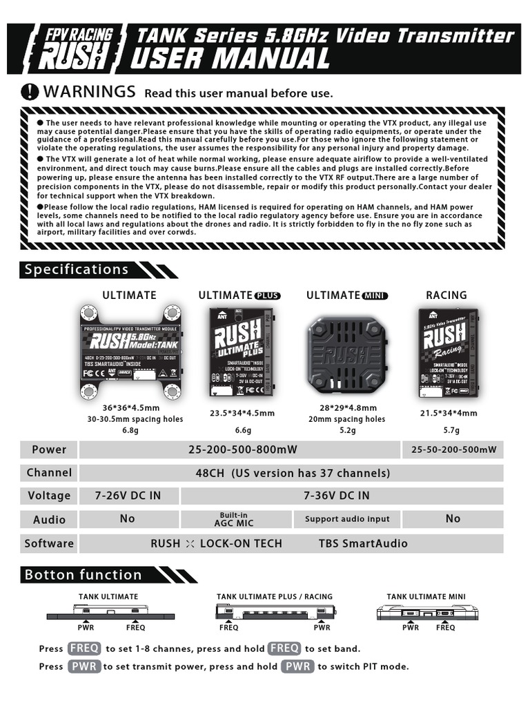 User Manual: Tank Series 5.8Ghz Video Transmitter | PDF | Radio ...