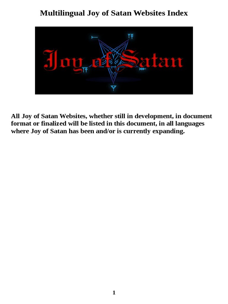 Multilingual Joy of Satan Websites Index | PDF | Satanism | Cultural ...