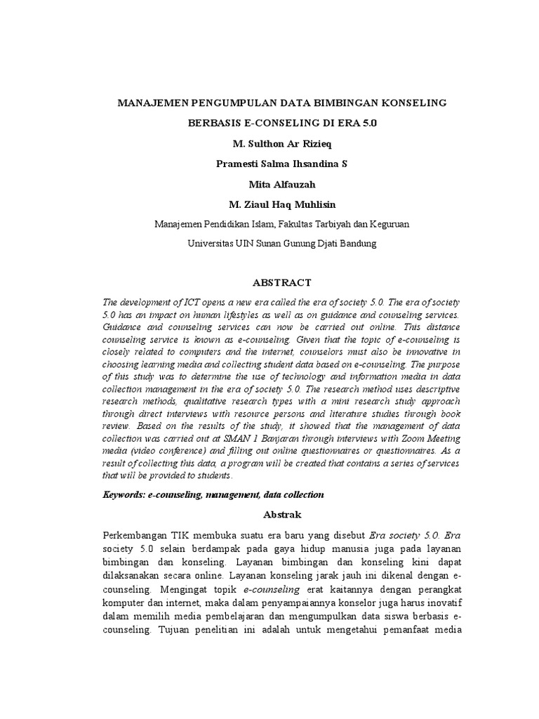 E-Counseling Data Management in Era 5.0 | PDF | Computing