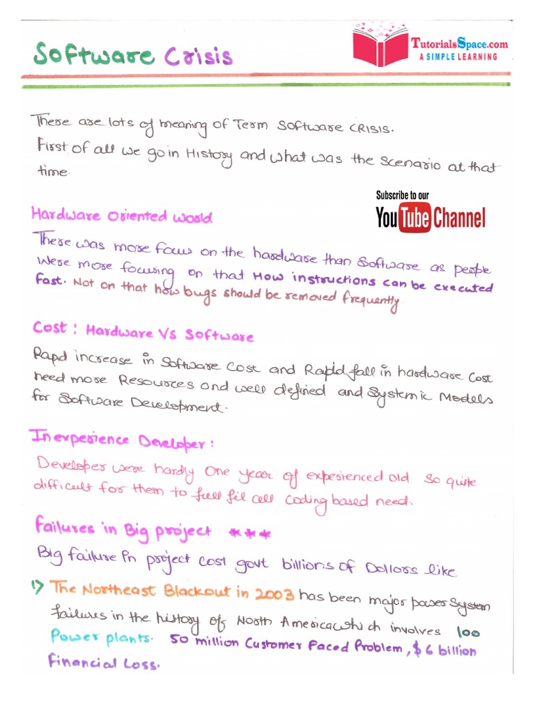 13 - Software Crisis - Software Engineering Tutorials in HINDI | PDF