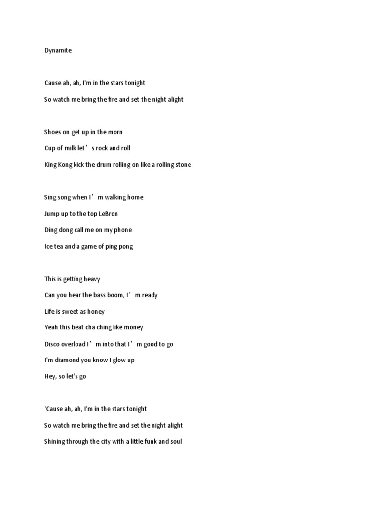 Dynamite Lyrics | PDF