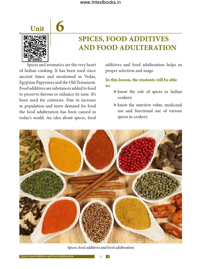 Unit Spices, Food Additives and Food Adulteration: WWW - Tntextbooks.in ...