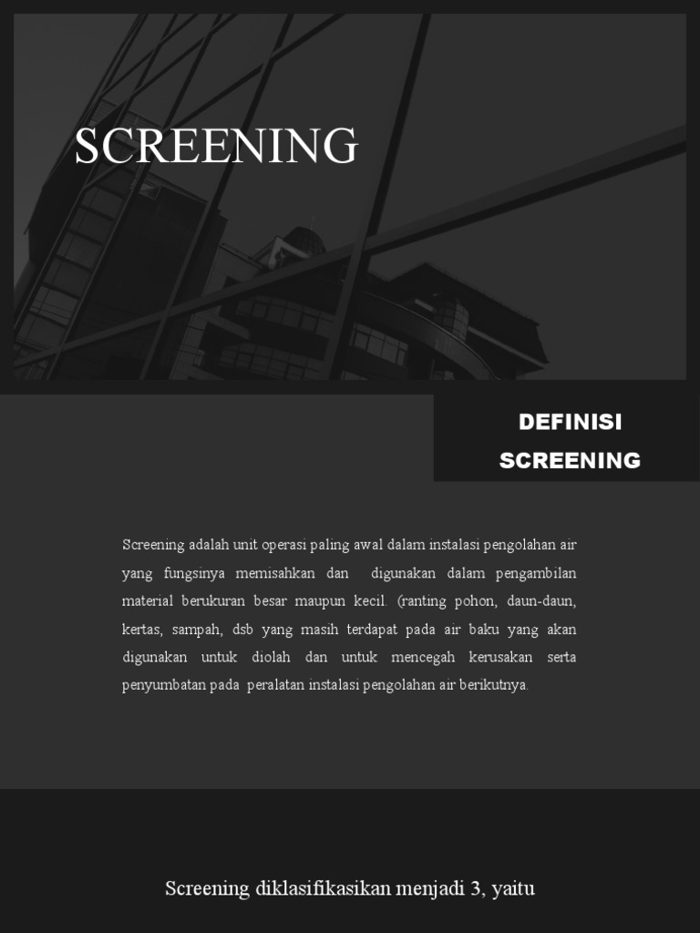 Definisi dan Jenis Screening Air | PDF | Teknologi & Rekayasa