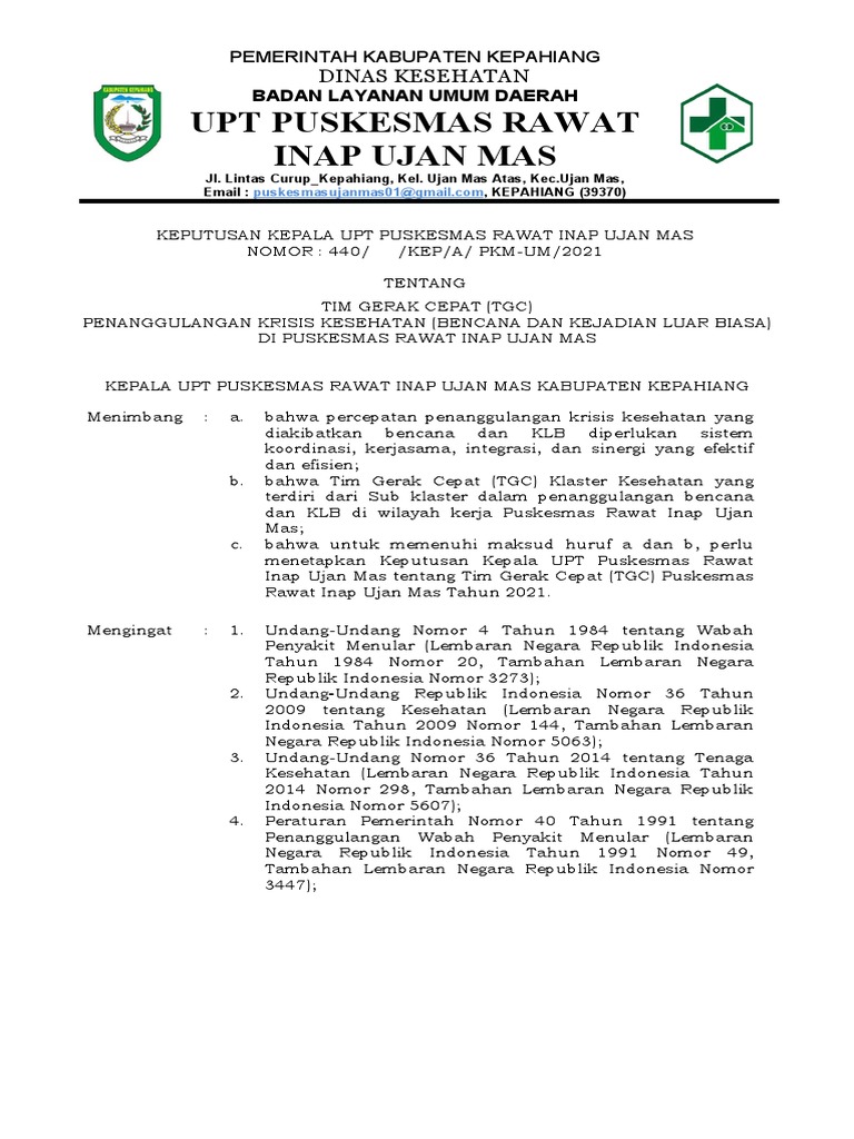 SK Tim Gerak Cepat | PDF | Kesehatan Holistik