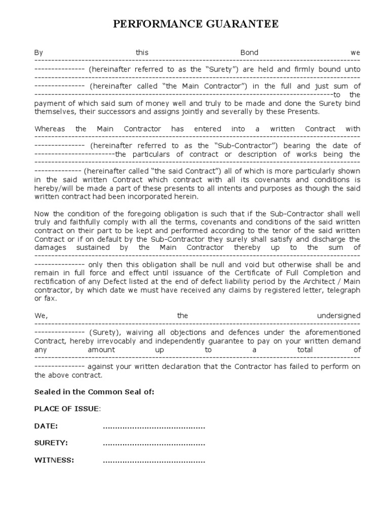 Performance Bond | PDF