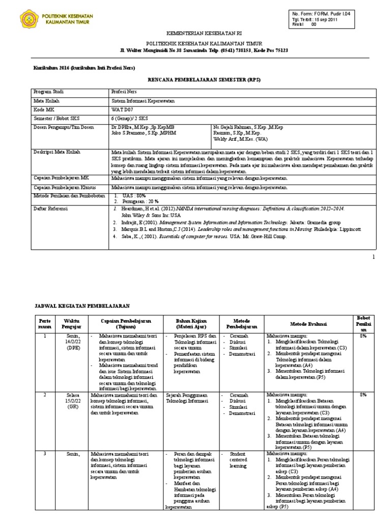 RPS Matrikulasi Reguler SIK 2021-2022 | PDF