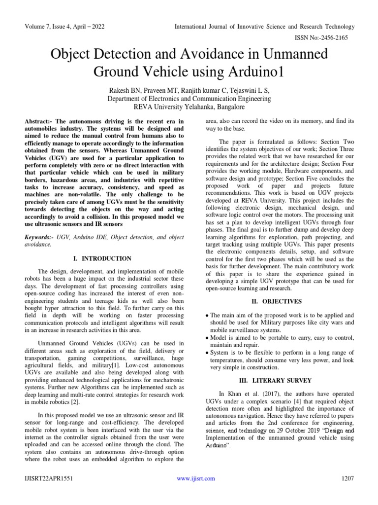 Object Detection and Avoidance in Unmanned Ground Vehicle Using ...
