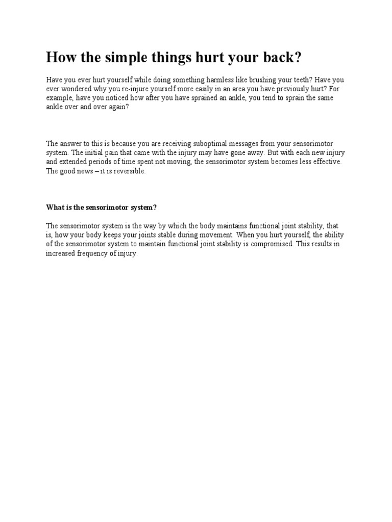 How The Simple Things Hurt Your Back | PDF | Ankle | Cognition