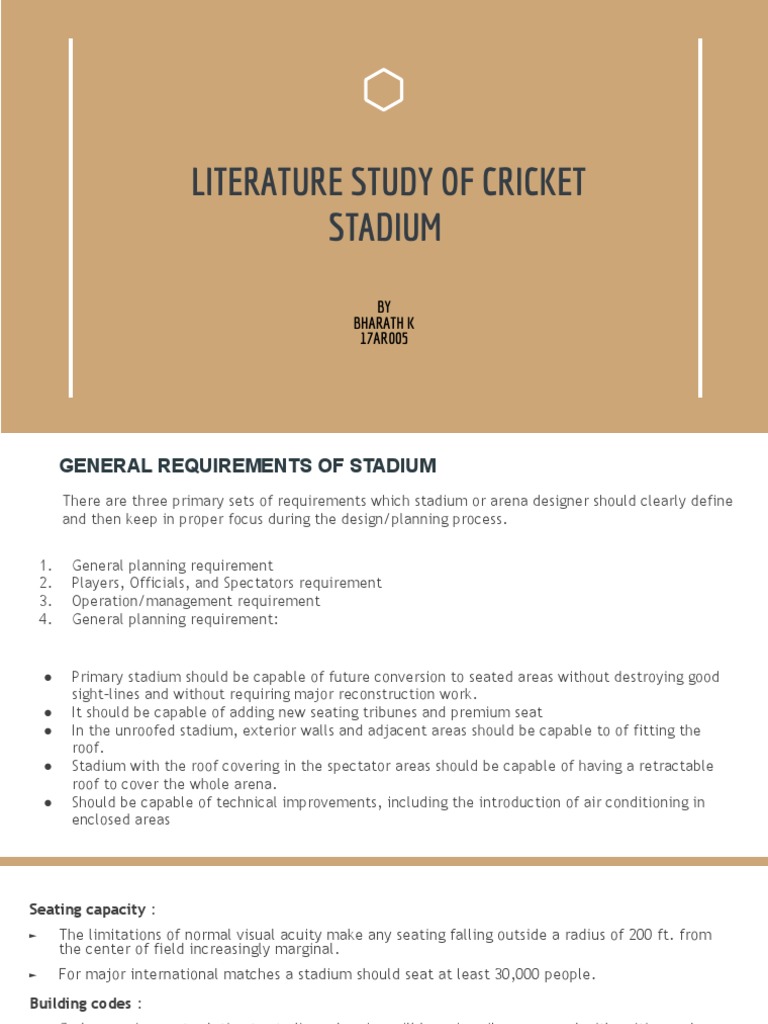 Literature Study of Cricket Stadium | PDF | Stairs | Parking