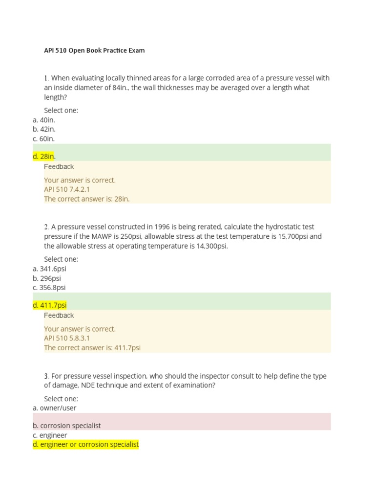 API 510 Open Book Practice Exam | PDF | Corrosion | Welding