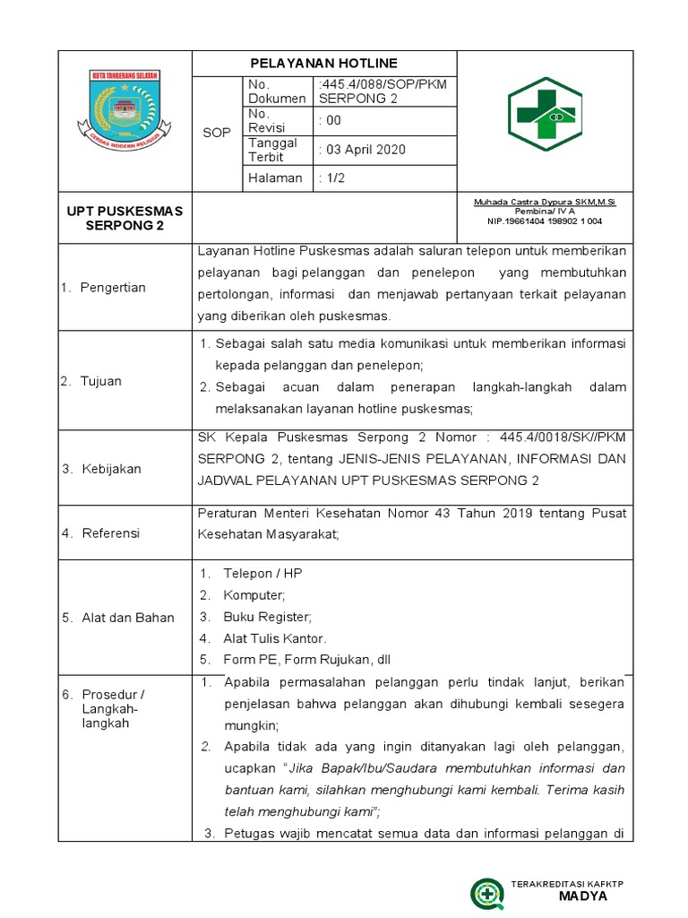 Sop Hotline | PDF