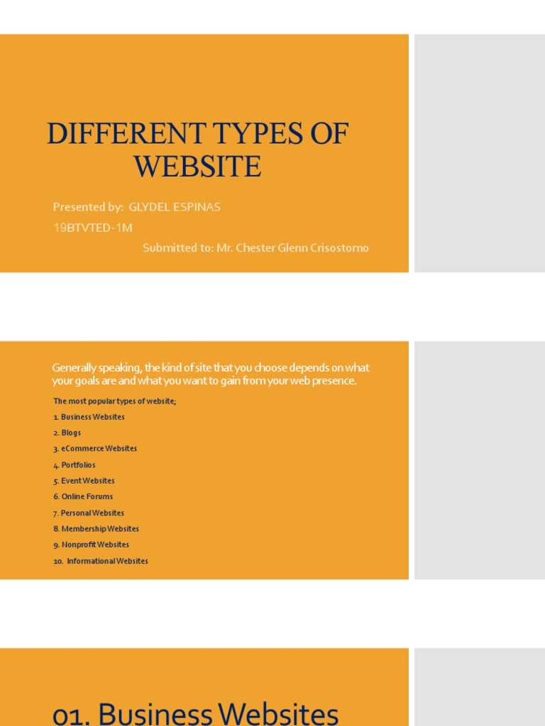 Different Types of Website | PDF | Page Layout | Websites