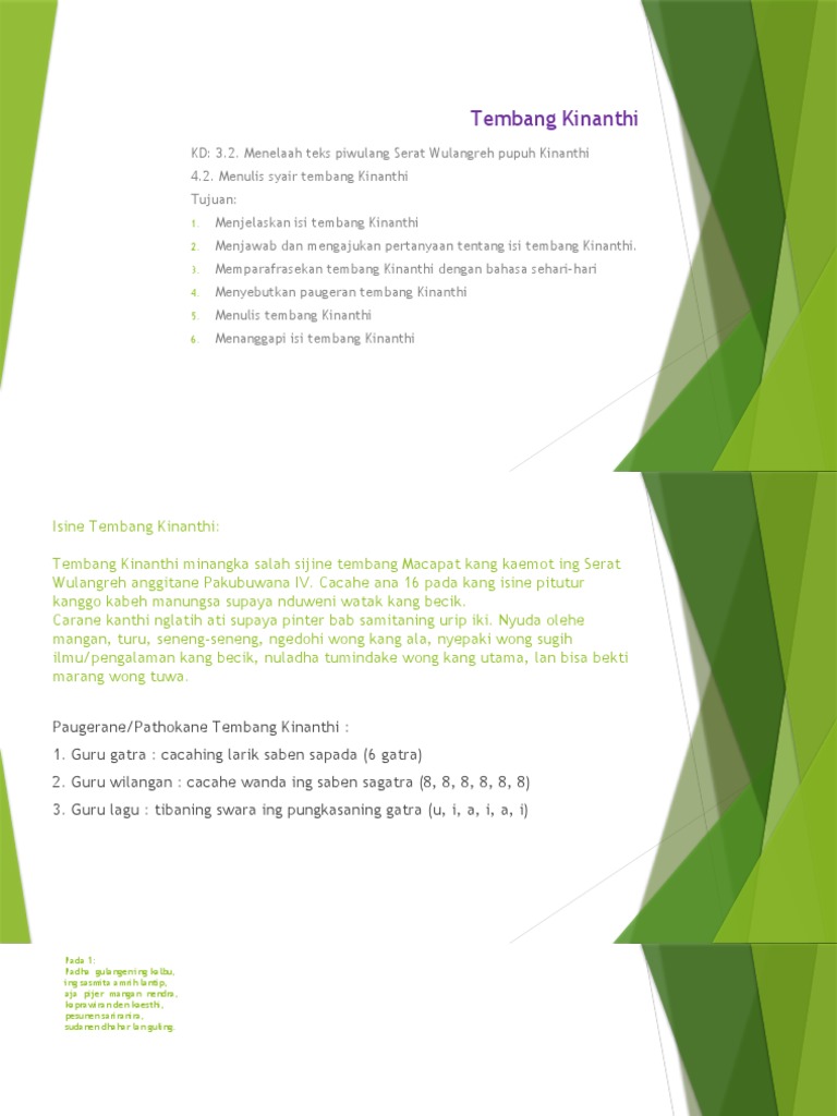 Tembang Kinanthi Pada 1-6 | PDF