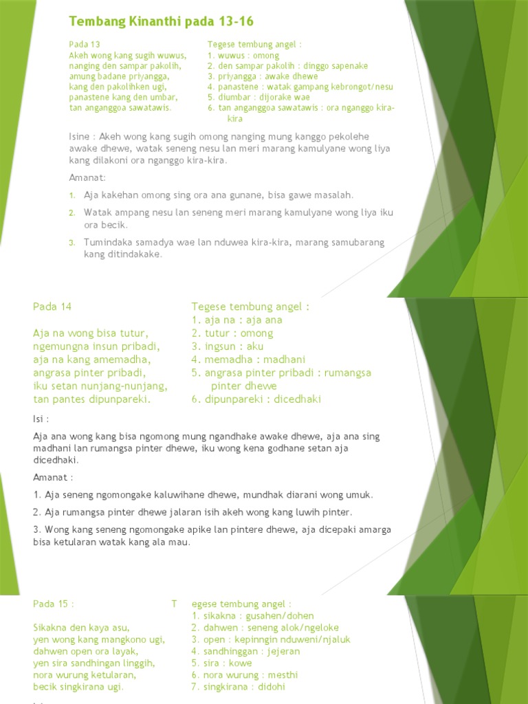 Tembang Kinanthi Pada 13-16 | PDF