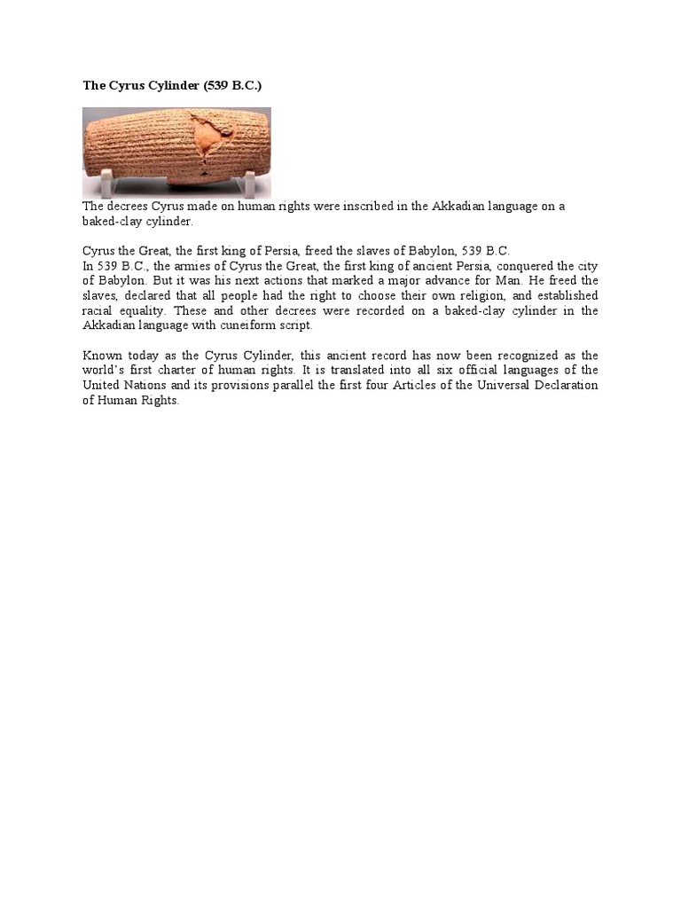 Cyrus Cylinder: First Human Rights Charter | PDF | Social Science