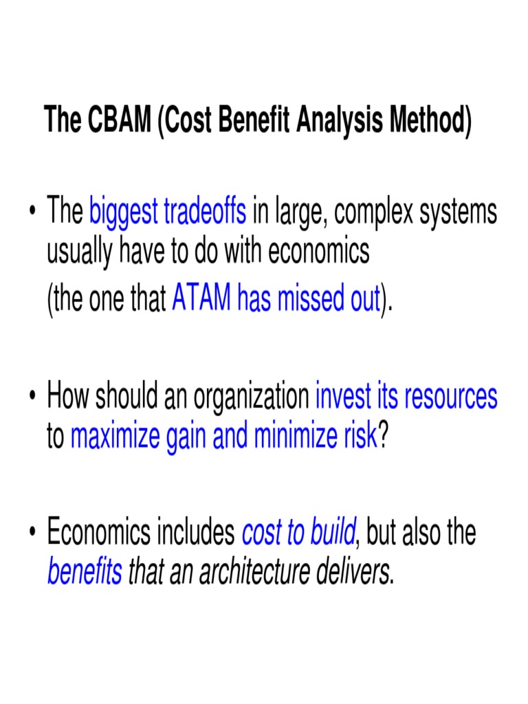 The CBAM (Cost Benefit Analysis Method) | PDF | Cost–Benefit Analysis ...