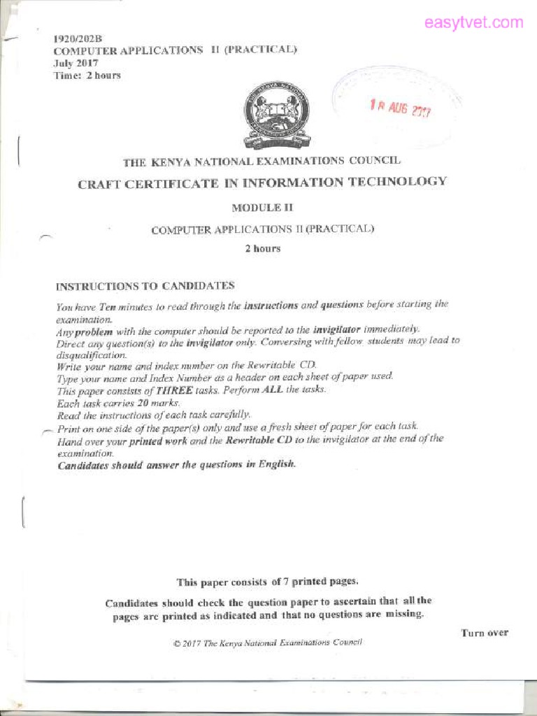 Computer Application 2 Practical 2017july | PDF