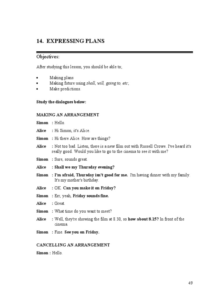 Expressing Plans | PDF | Verb