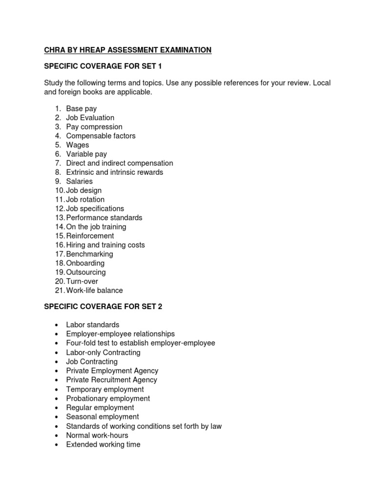 Specific Coverage For Set A and Set B - CHRA by HREAP | Download Free ...