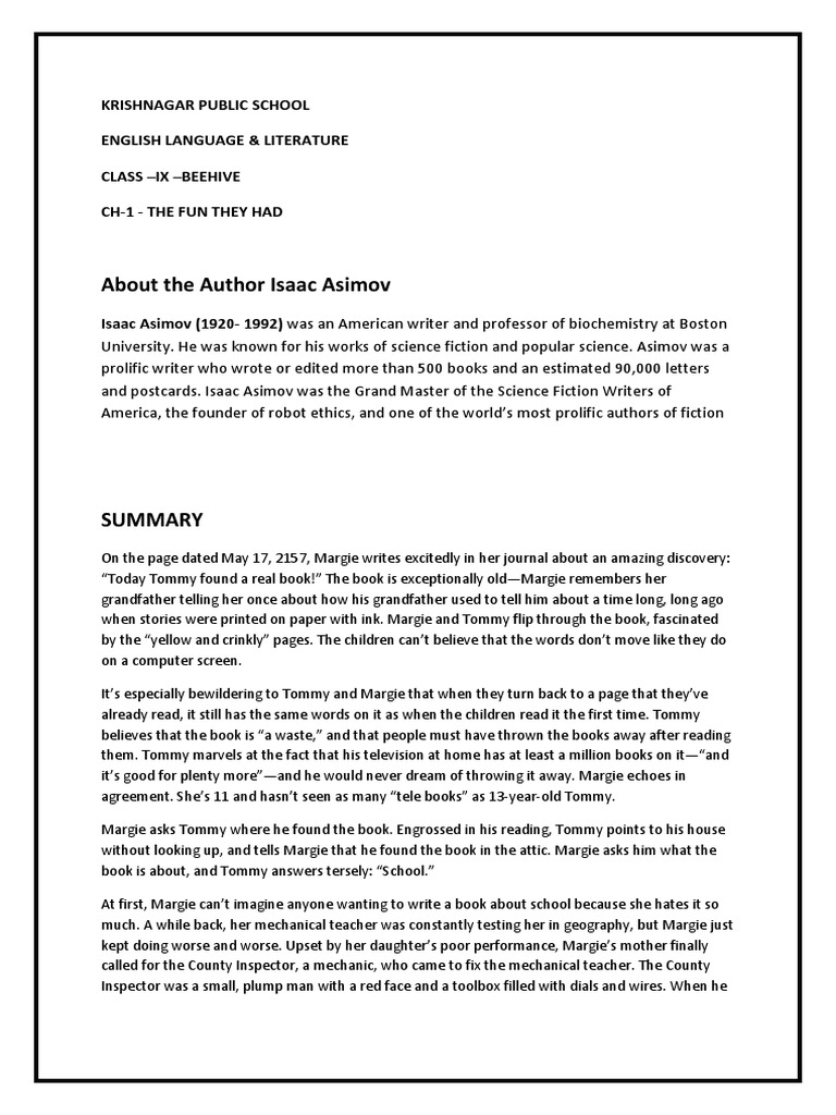 The Fun They Had | PDF | Books | Isaac Asimov