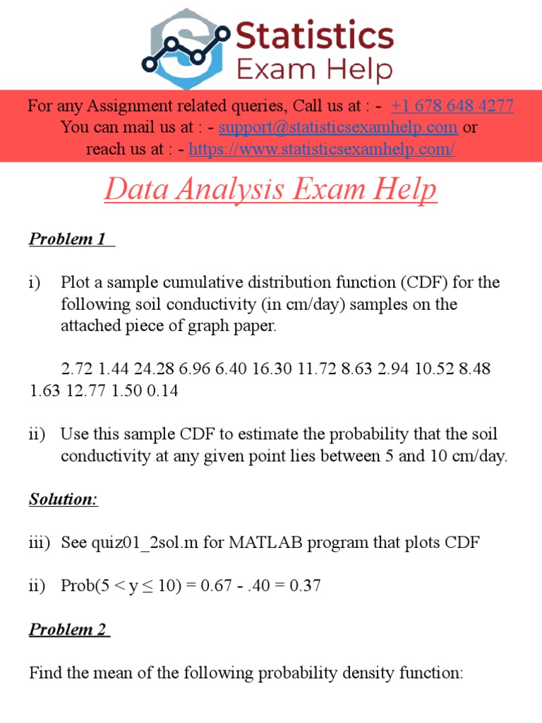 Data Analysis Exam Help: Problem 1 | PDF | Probability Distribution ...