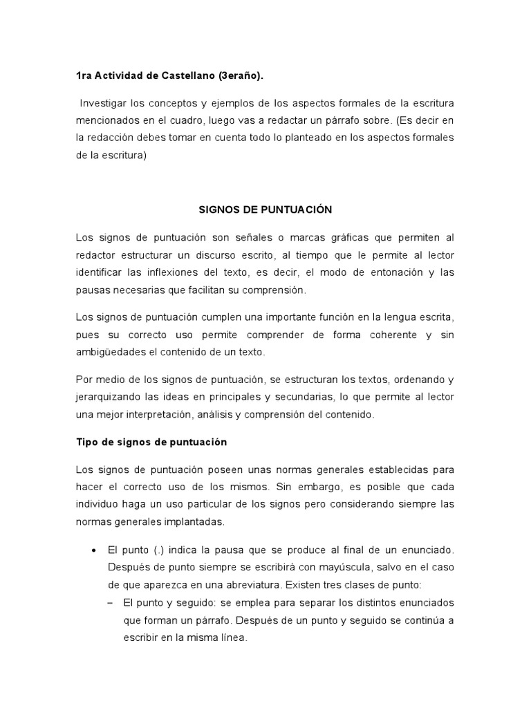 Aspectos Formales de La Escritura | PDF | Puntuación | Morfología ...